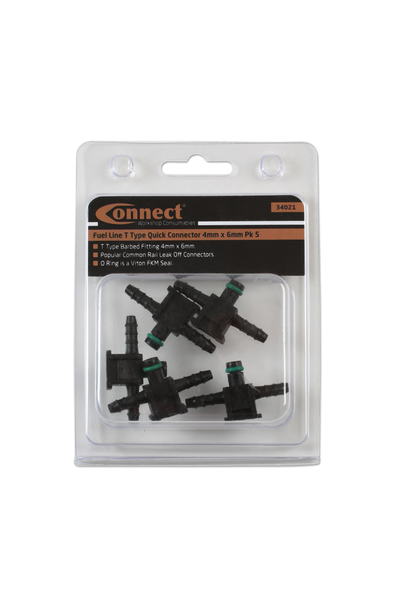 Connect Consumables 34021 Fuel Line T Type Quick Connector 4mm x 6mm 5pc