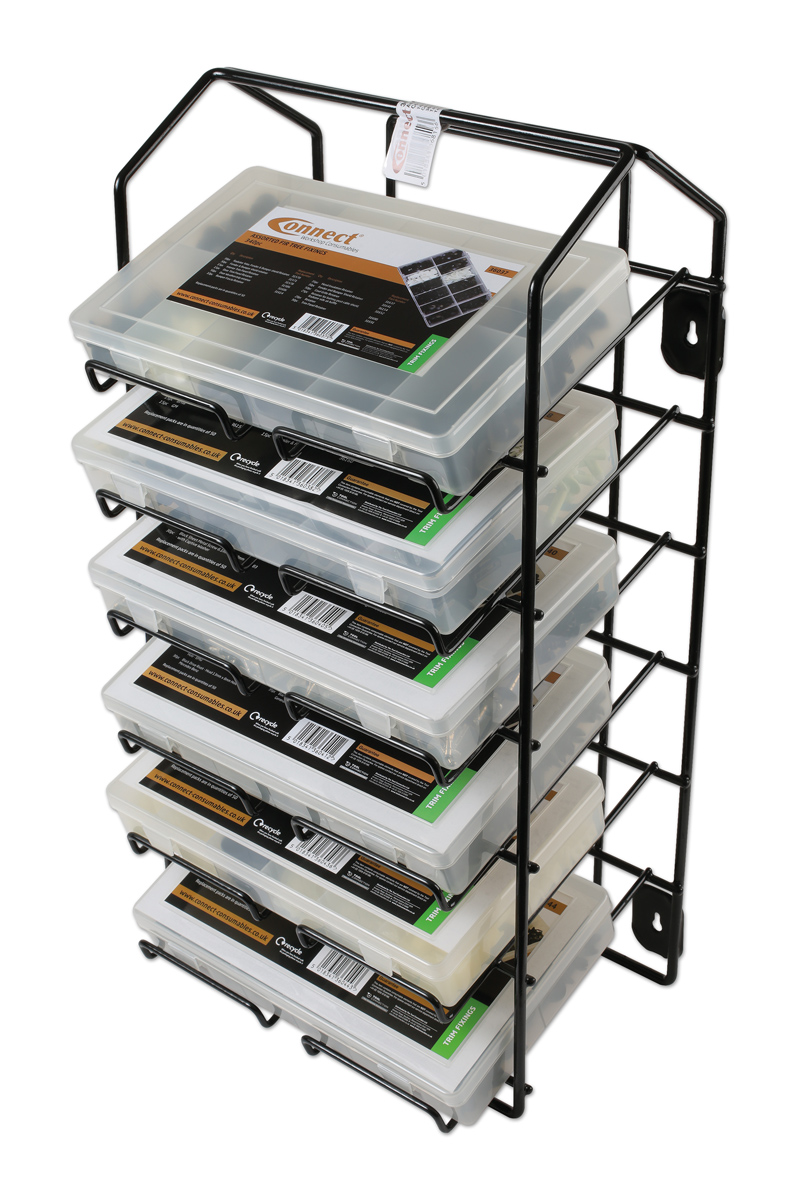 Connect Consumables 36816 Assorted Box Rack complete with Trim Clips.